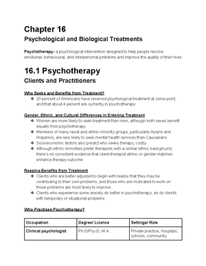 Chapter 15 Notes - Psychological Disorders - PSYCHOLOGY: CHAPTER 15 ...