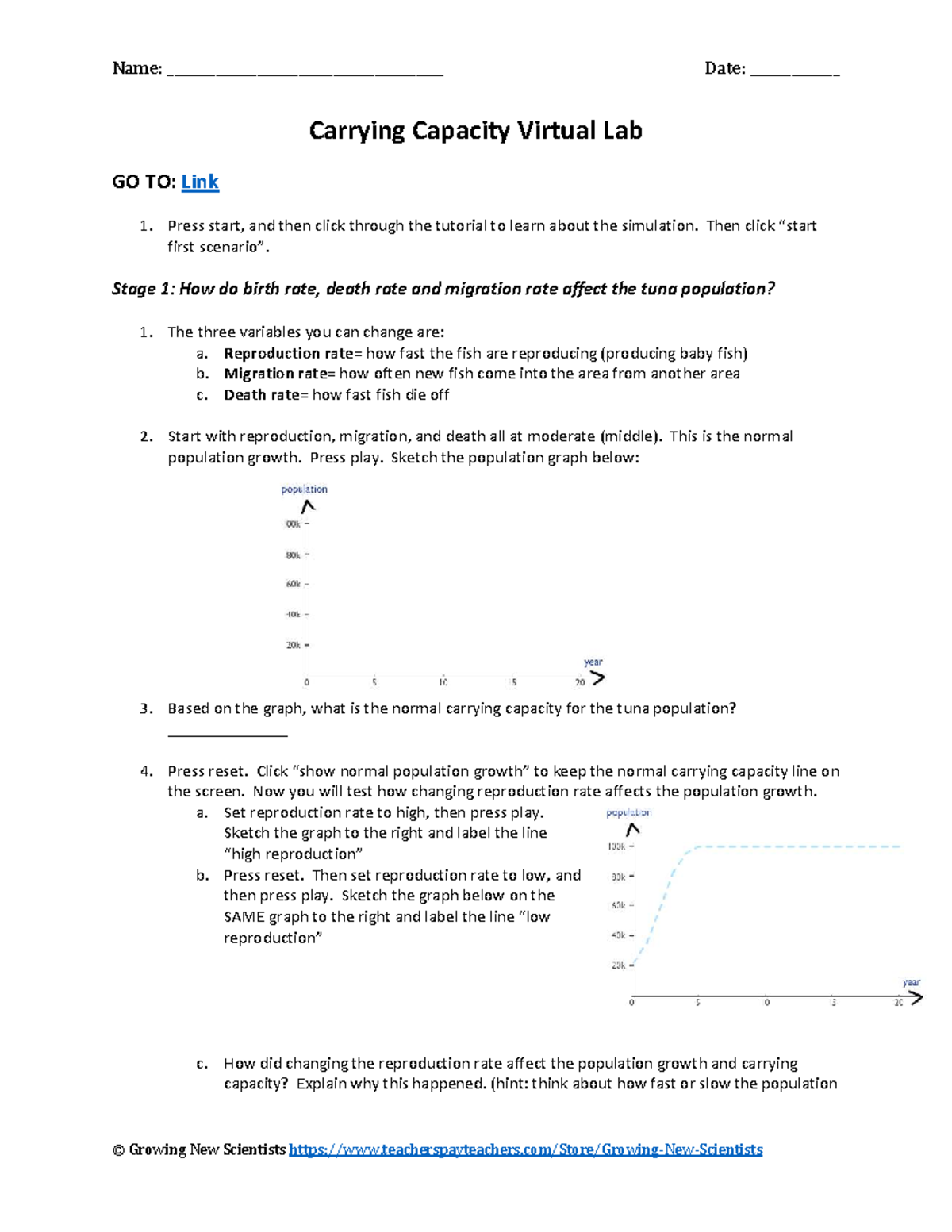 Carrying Capacity Virtual Lab (BIO 101) - Student Handout - Studocu