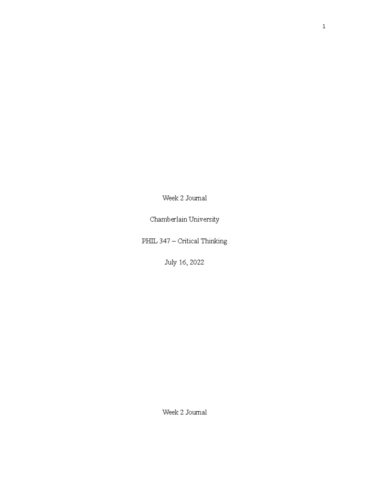 PHIL 347 - Week 2 Journal: Understanding Critical Thinking Concepts ...