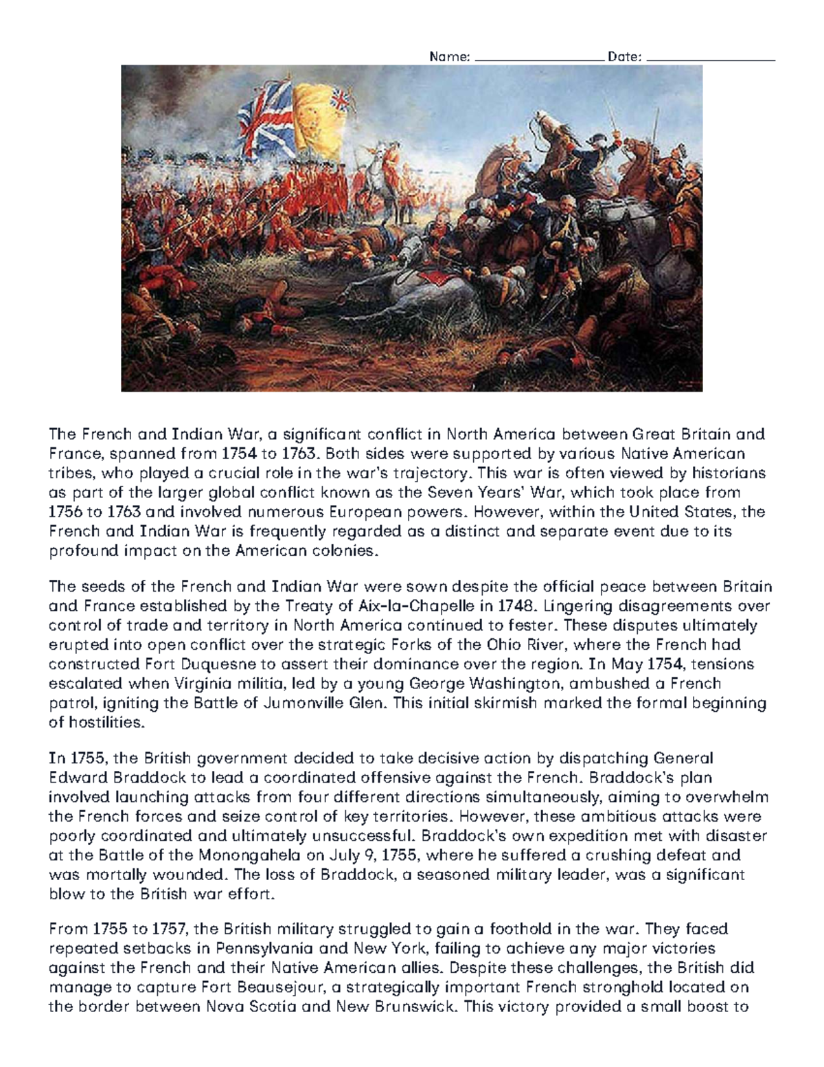 The French and Indian War: Causes, Events, and Consequences (HIST 101 ...