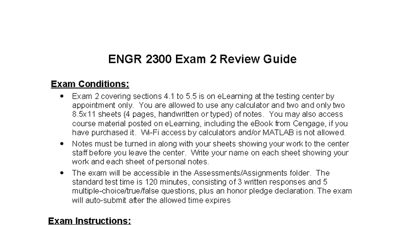 ENGR 2300 Exam 2 Review Guide: Vector & Inner Product Spaces - Studocu