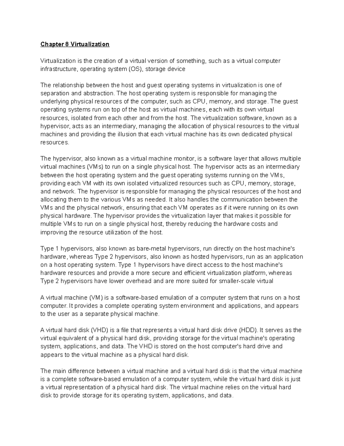 Chapter 8: Understanding Virtualization and Hypervisors - Studocu