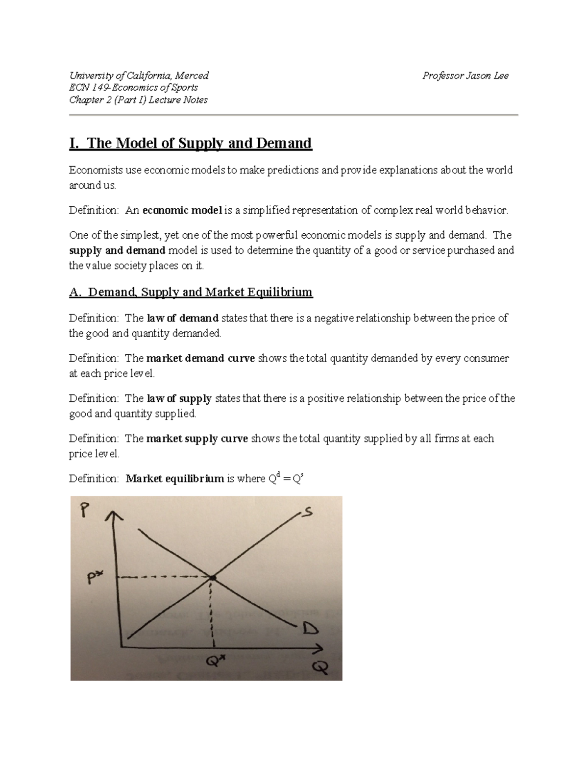 ECN 101: Economic Analysis of Demand & Supply Functions - Chapter 2 ...