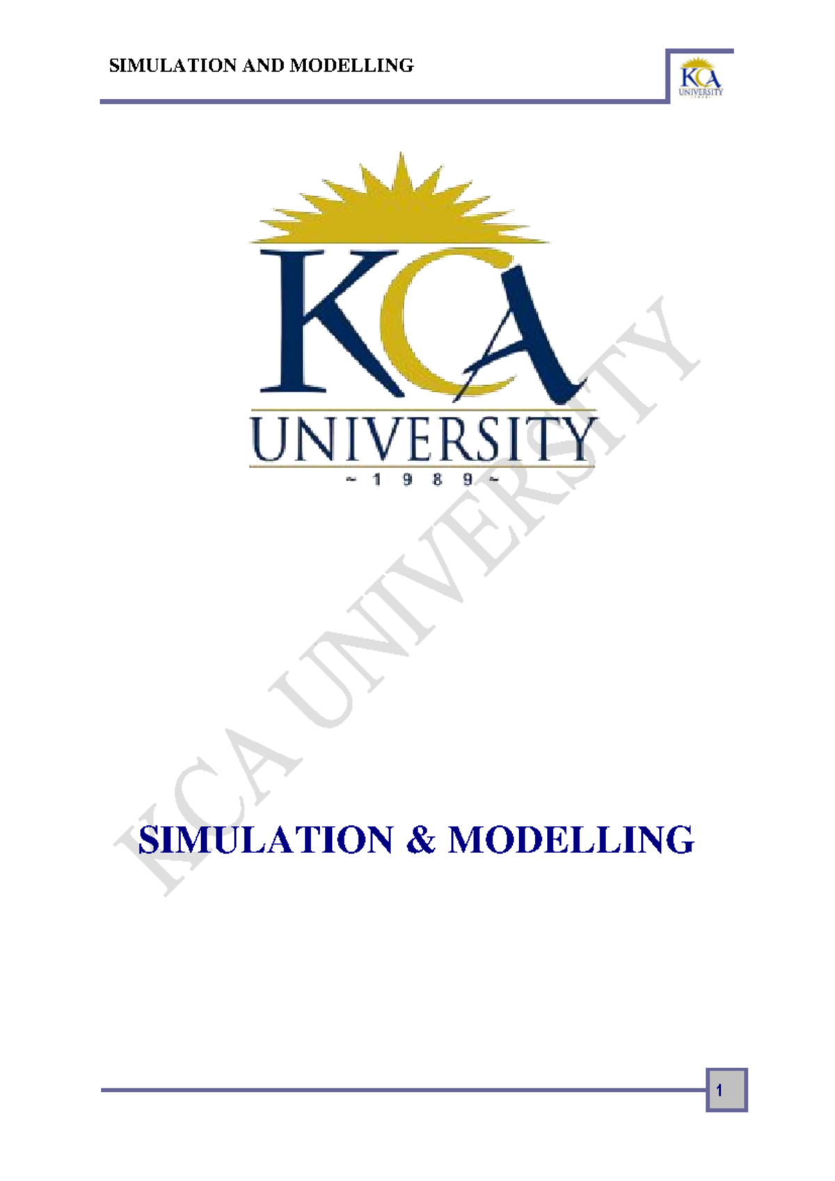 Simulation and Modelling Lectures: An Overview of 1 to 3 - Studocu