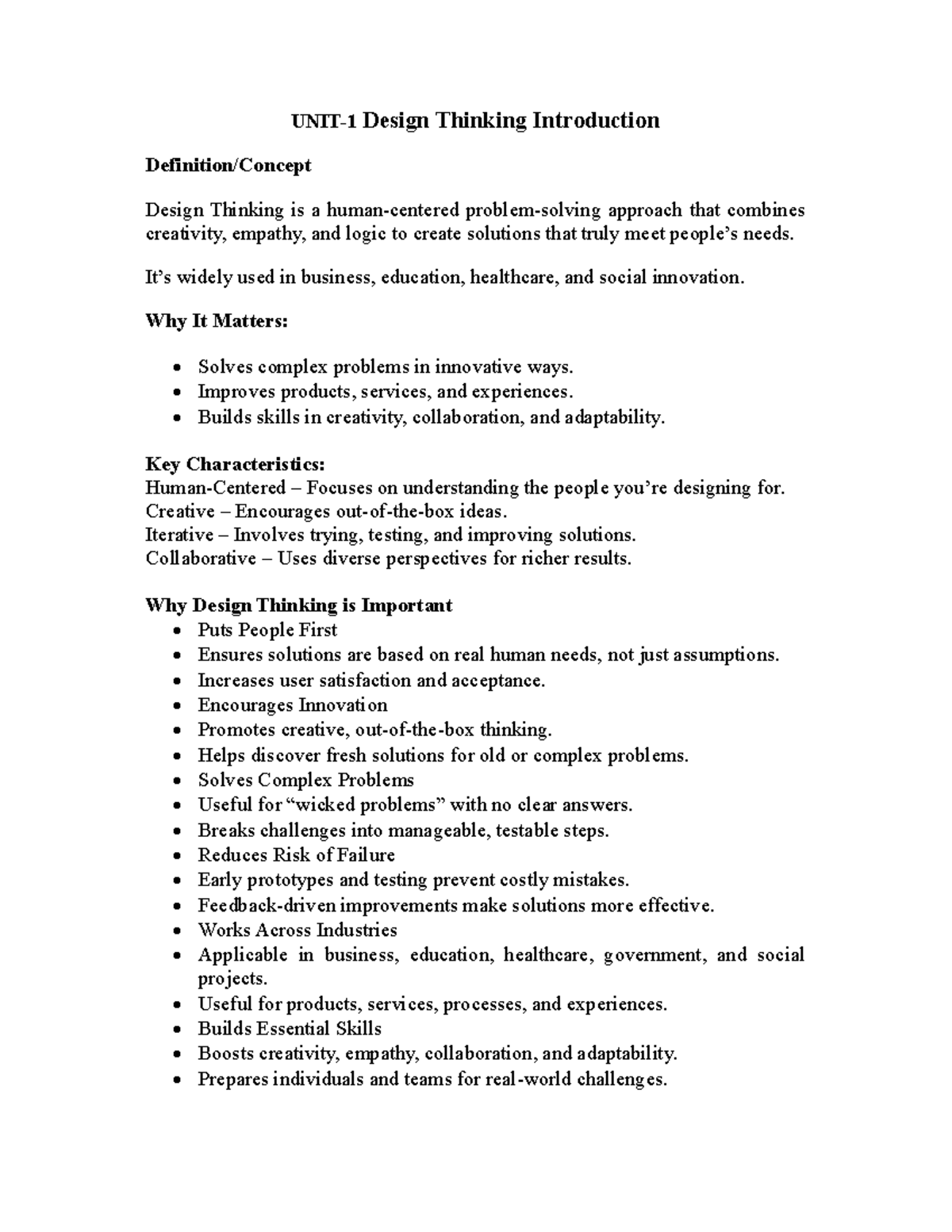 Design Thinking Introduction: Key Concepts and Applications (DT Unit-1 ...