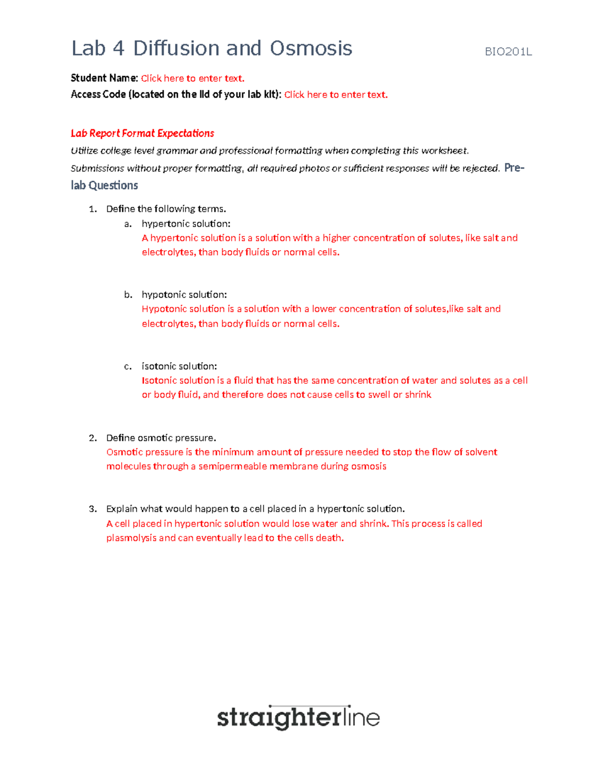 BIO201L Lab 4: Diffusion and Osmosis Experiment Results - Studocu