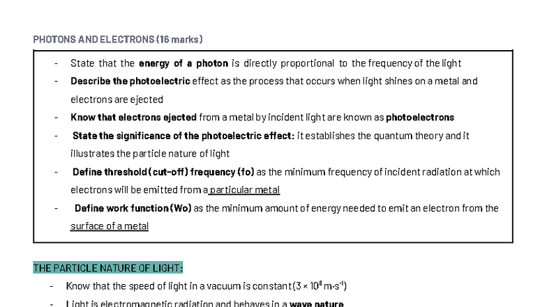 PHYSICS 12: FINAL EXAM NOTES ON PHOTONS, ELECTRONS & ELECTROMAGNETISM ...