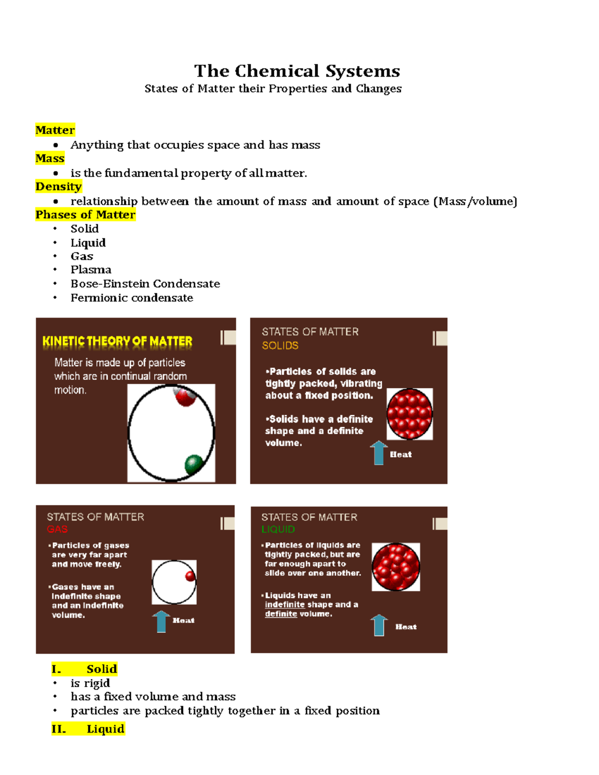 GC Lesson 3 Phases-OF- Matter - Matter The Chemical Systems States of ...