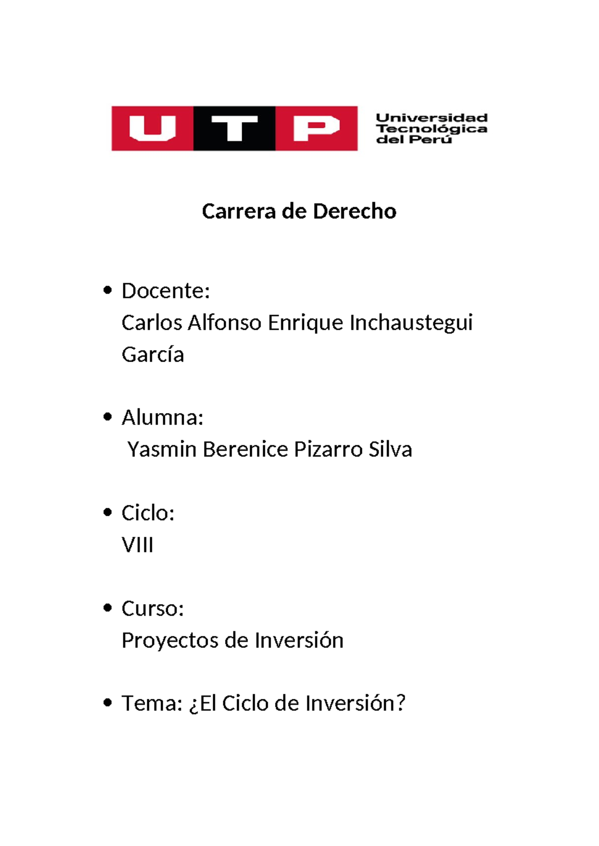 El Ciclo de Inversión - apuntes - Carrera de Derecho Docente: Carlos ...