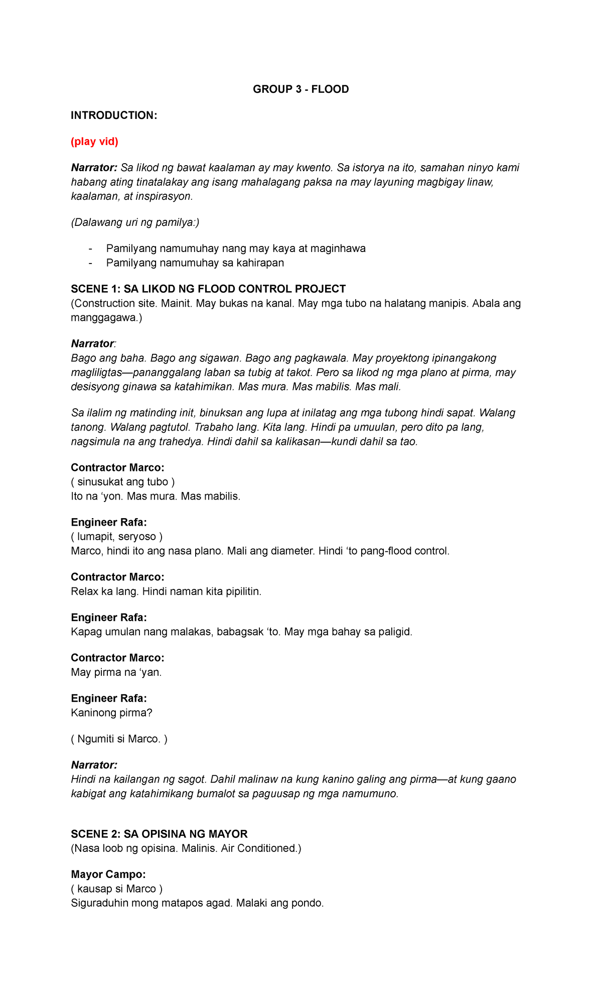 GROUP 3 FLOOD CONTROL SCRIPT: A Critical Examination of Disaster Management - Studocu