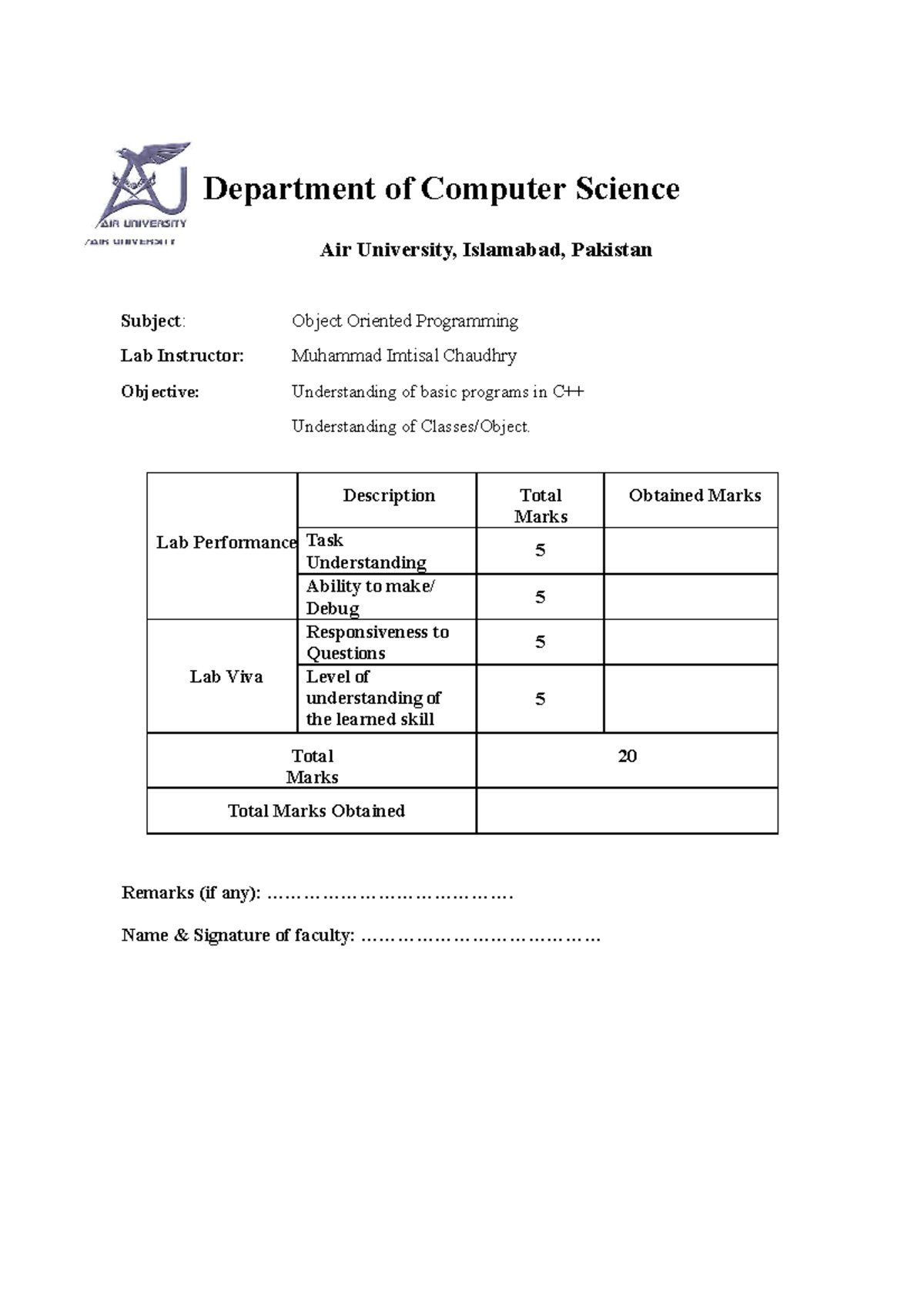 Lab 2 Object Oriented Programming Classes Constructors And Its Typess Department Of Computer