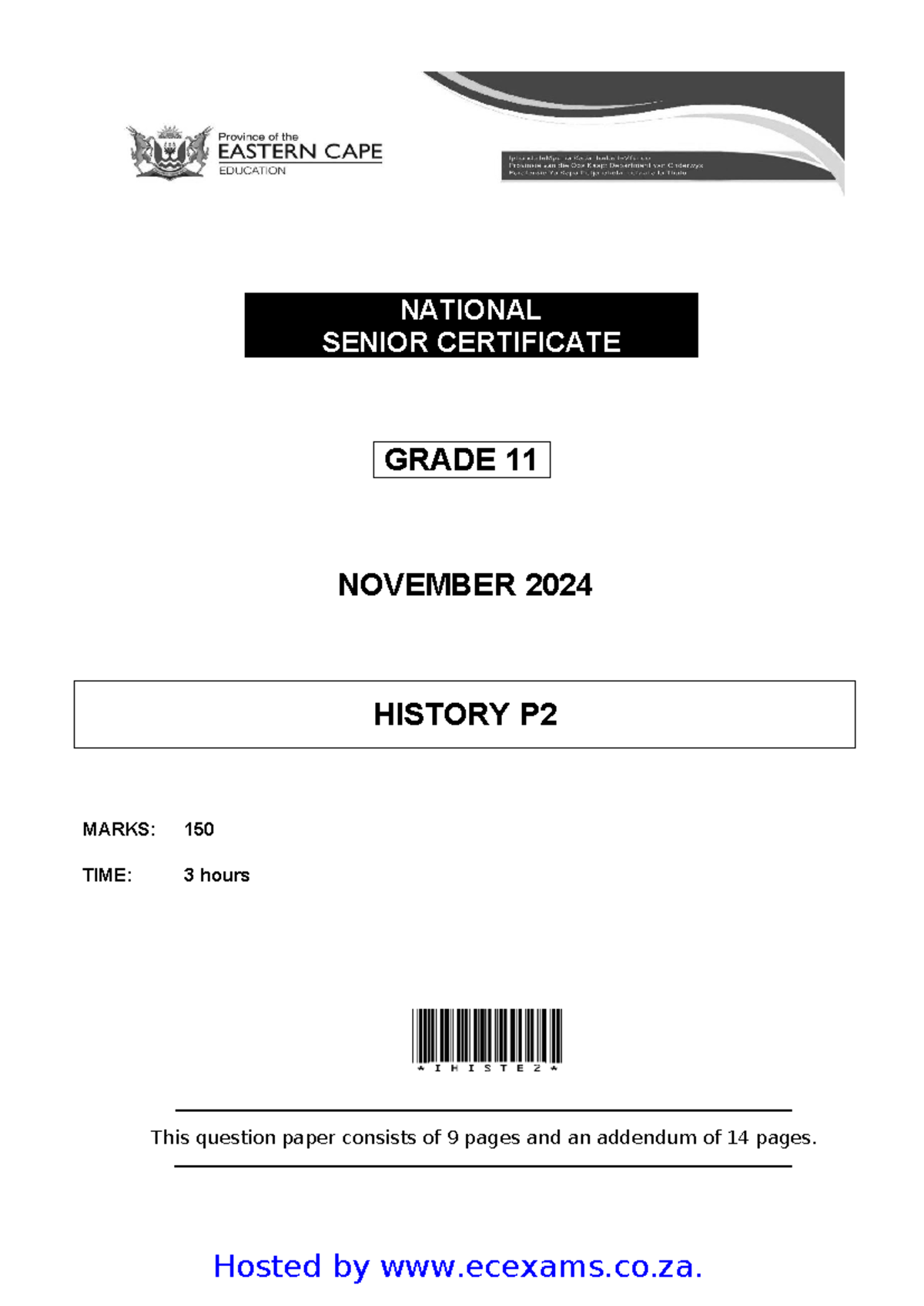 History P2 Grade 11 November 2024 Question Paper - Studocu