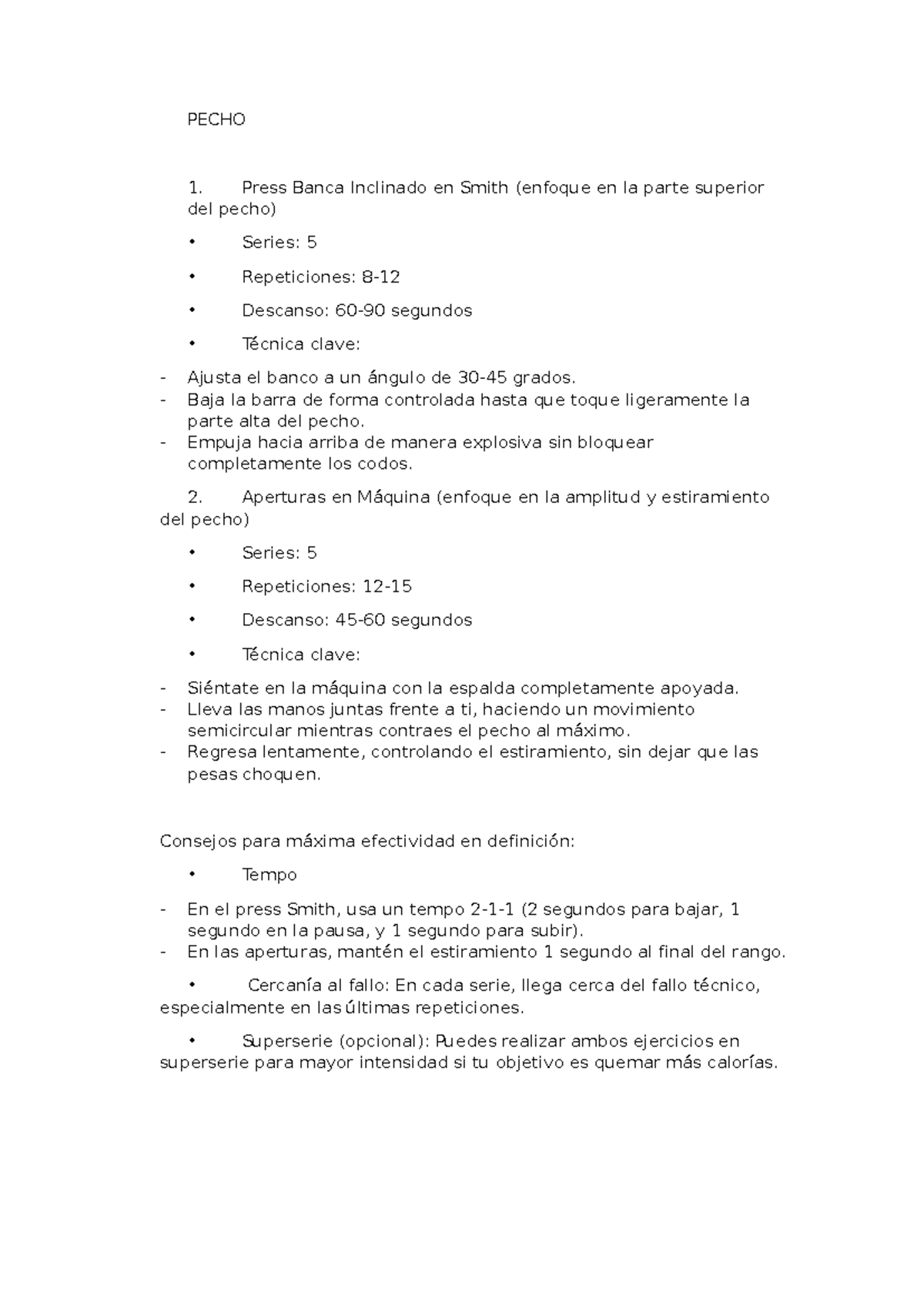 Pecho Tríceps - AEF - PECHO Press Banca Inclinado en Smith (enfoque en ...