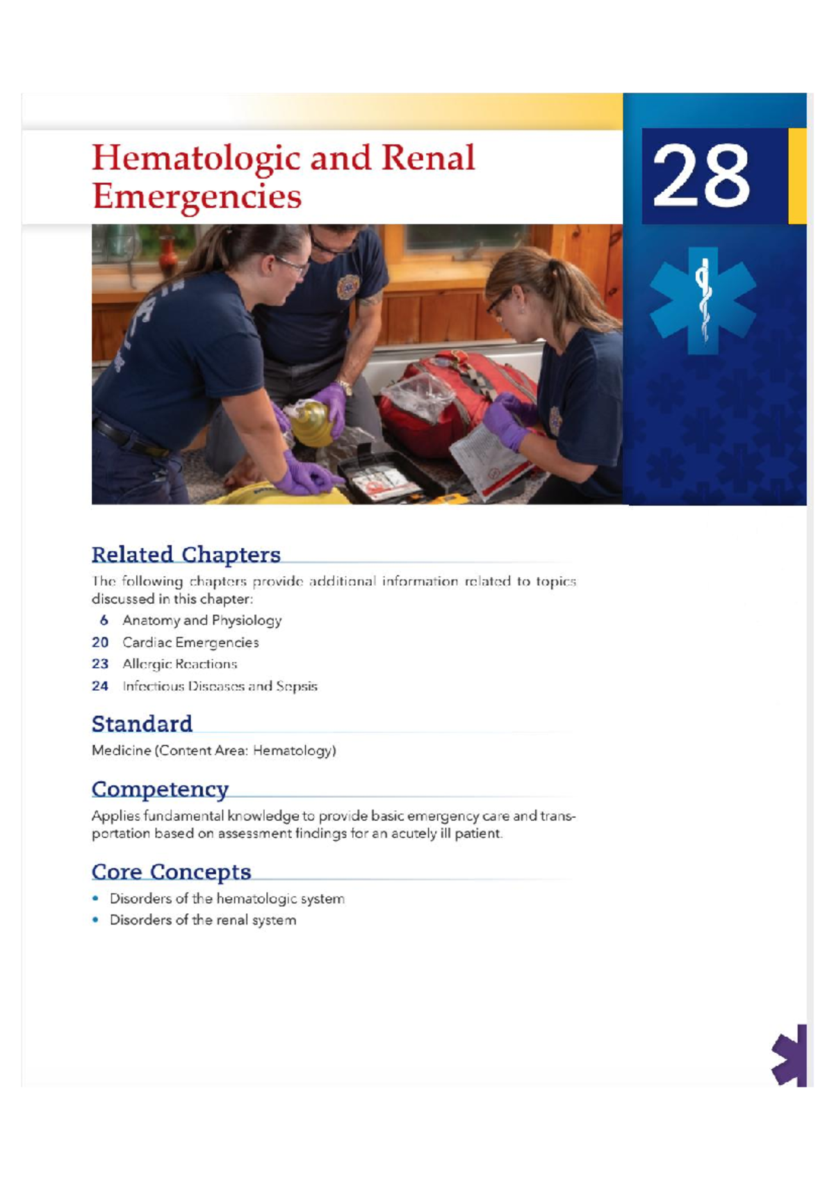 Hematologic and Renal Emergencies: Key Concepts and EMT Care Strategies - Studocu