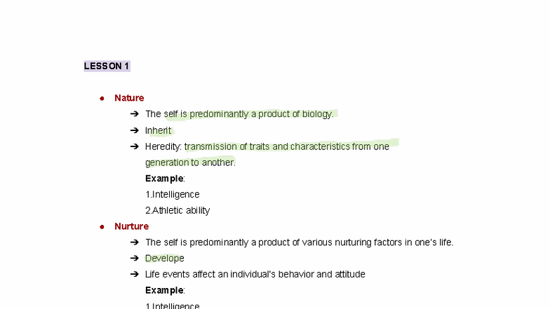 UTS 20L1-L3 - Understanding the Self: Nature, Nurture, and Identity ...