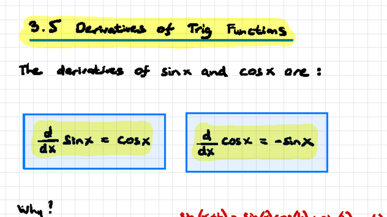 Math 151 Lecture 11: Trig Derivatives & Chain Rule (3.5 & 3.6) - Studocu