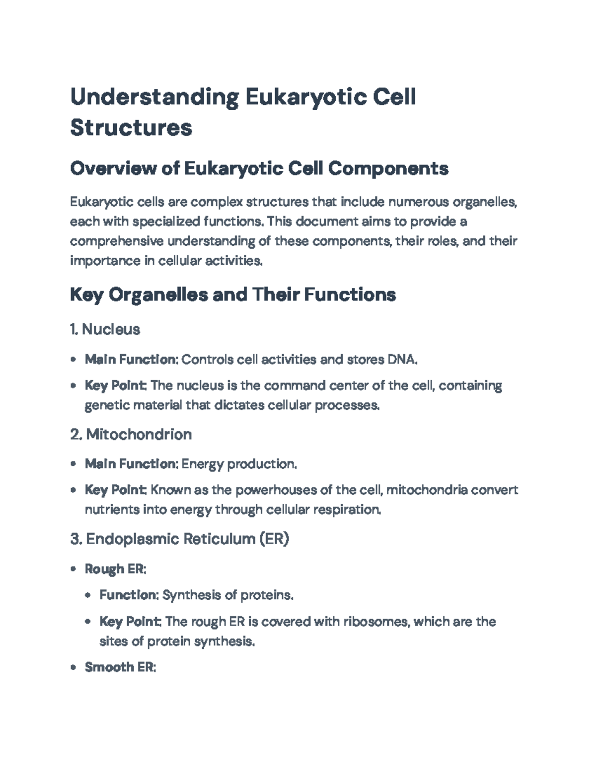 Understanding Eukaryotic Cell Structures: Key Organelles & Functions ...