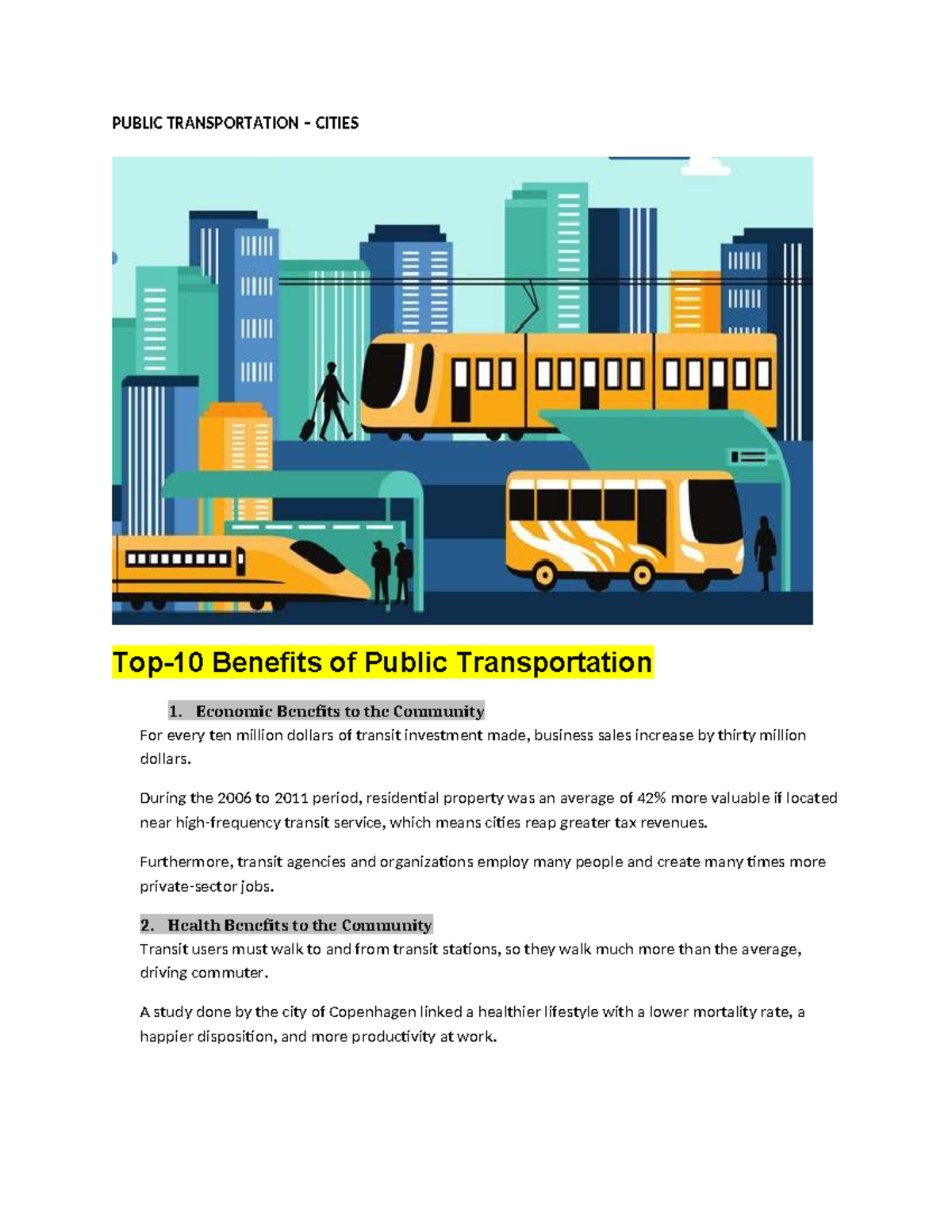Benefits of Public Transportation: Economic, Health & Social Impacts ...
