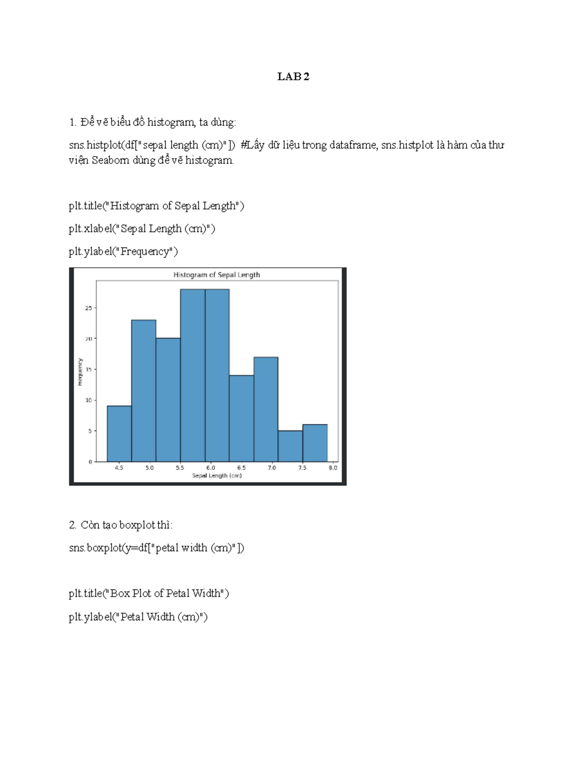 LAB 2 & 3: Biểu Đồ Histogram, Boxplot và KDE trong Seaborn - Studocu