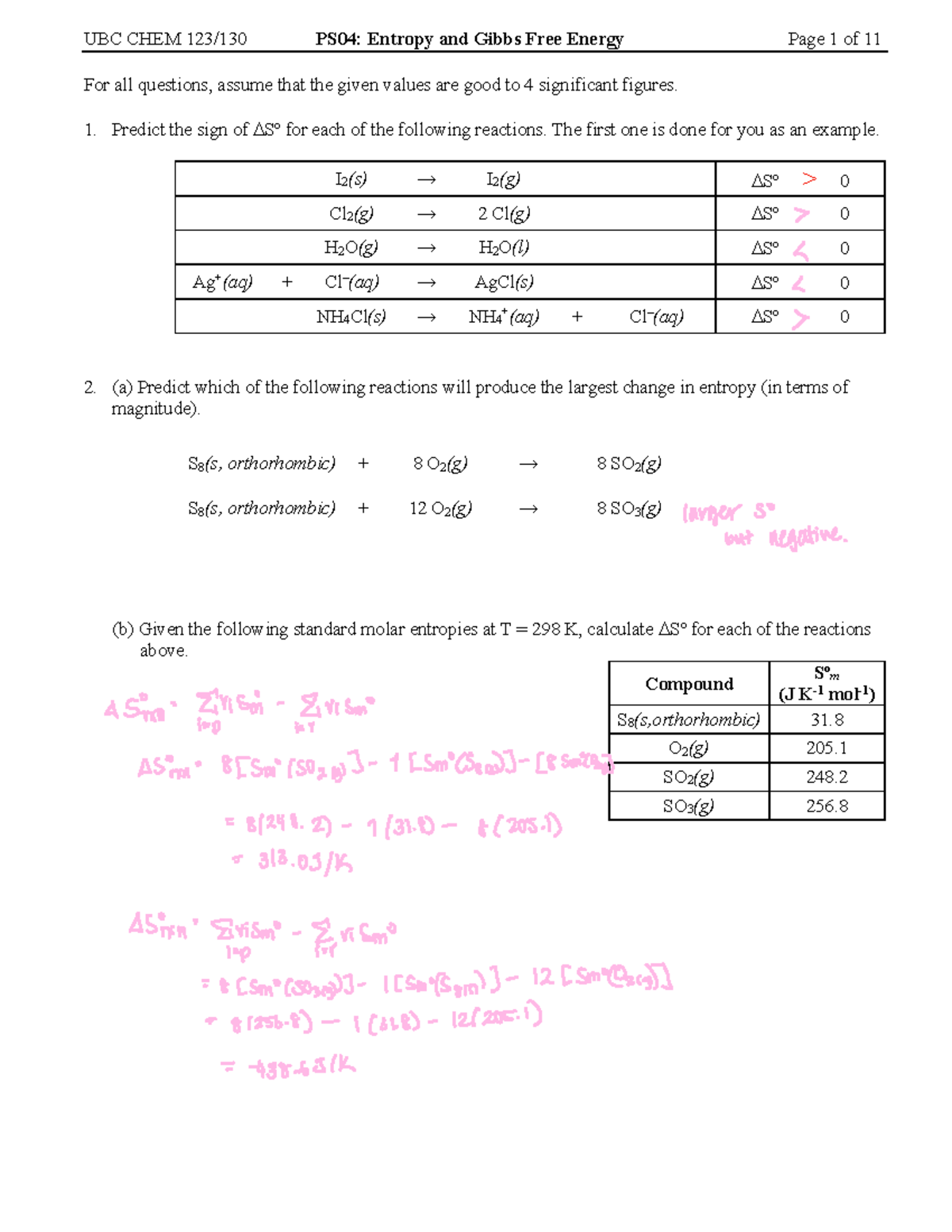 PS04 Entropy Gibbs - assignment - For all questions, assume that the ...