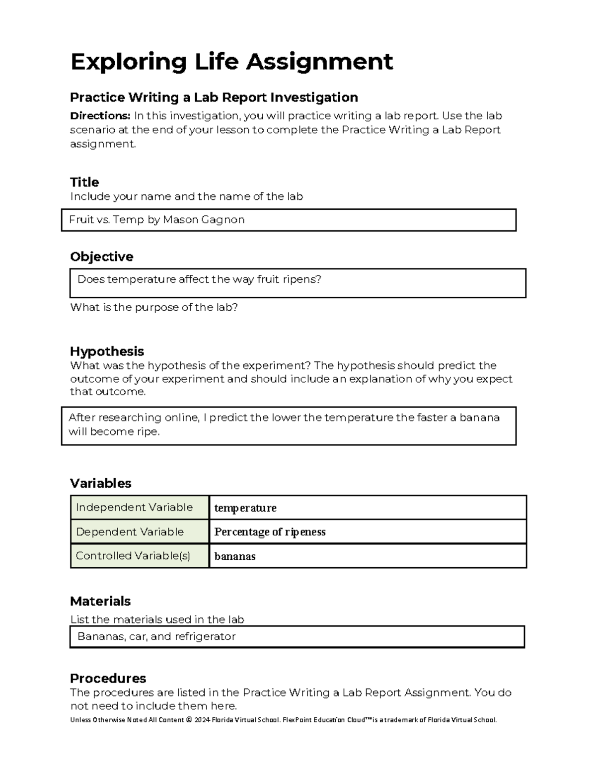Exploring Fruit Ripening: Lab Report Practice (BIO 101) - Studocu