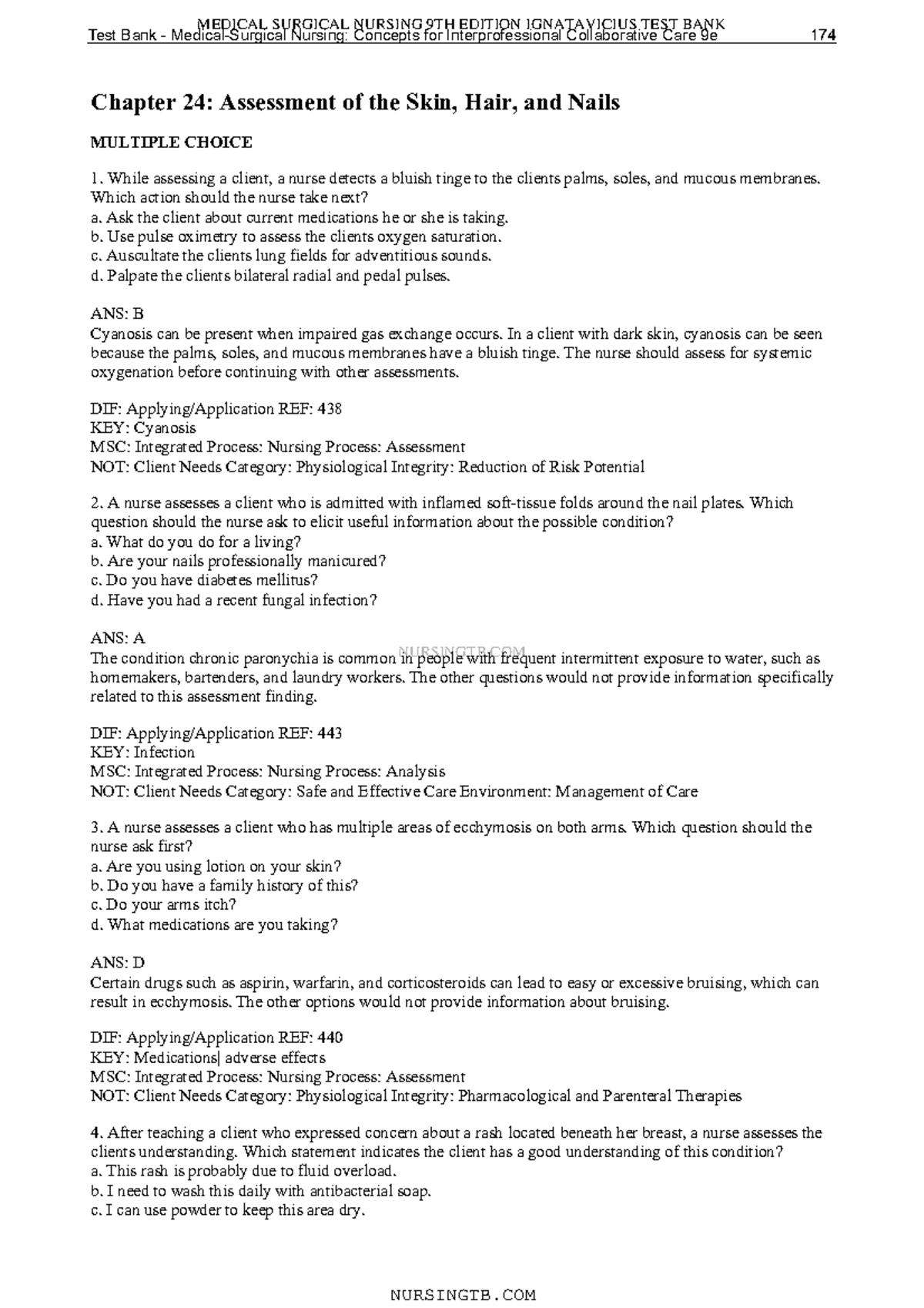 Chapter 24: Skin, Hair, and Nails Assessment (Med Surg Study Guide ...