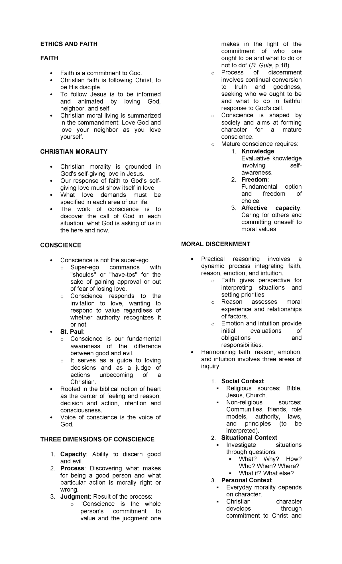 ETHICS AND FAITH: Understanding Christian Morality and Conscience - Studocu