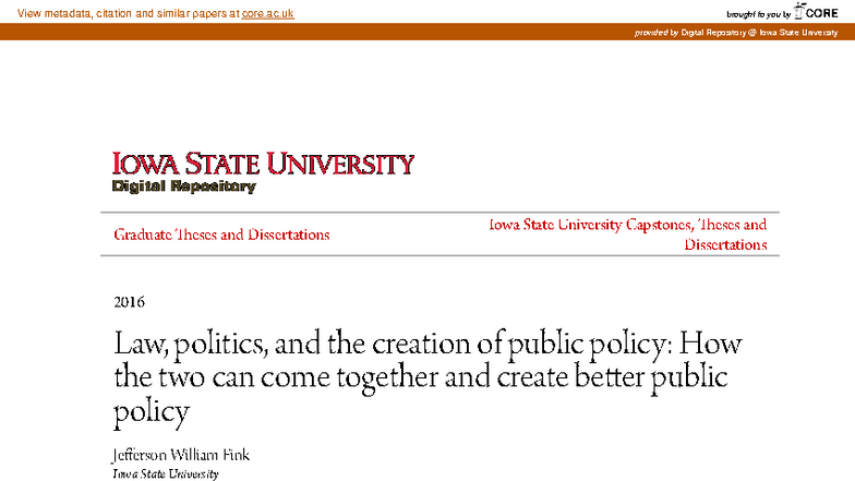Law, Politics, and Public Policy Creation: A Comprehensive Study (POL ...