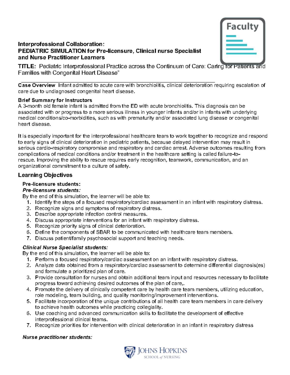 Module 6 faculty case overview - Interprofessional Collaboration ...