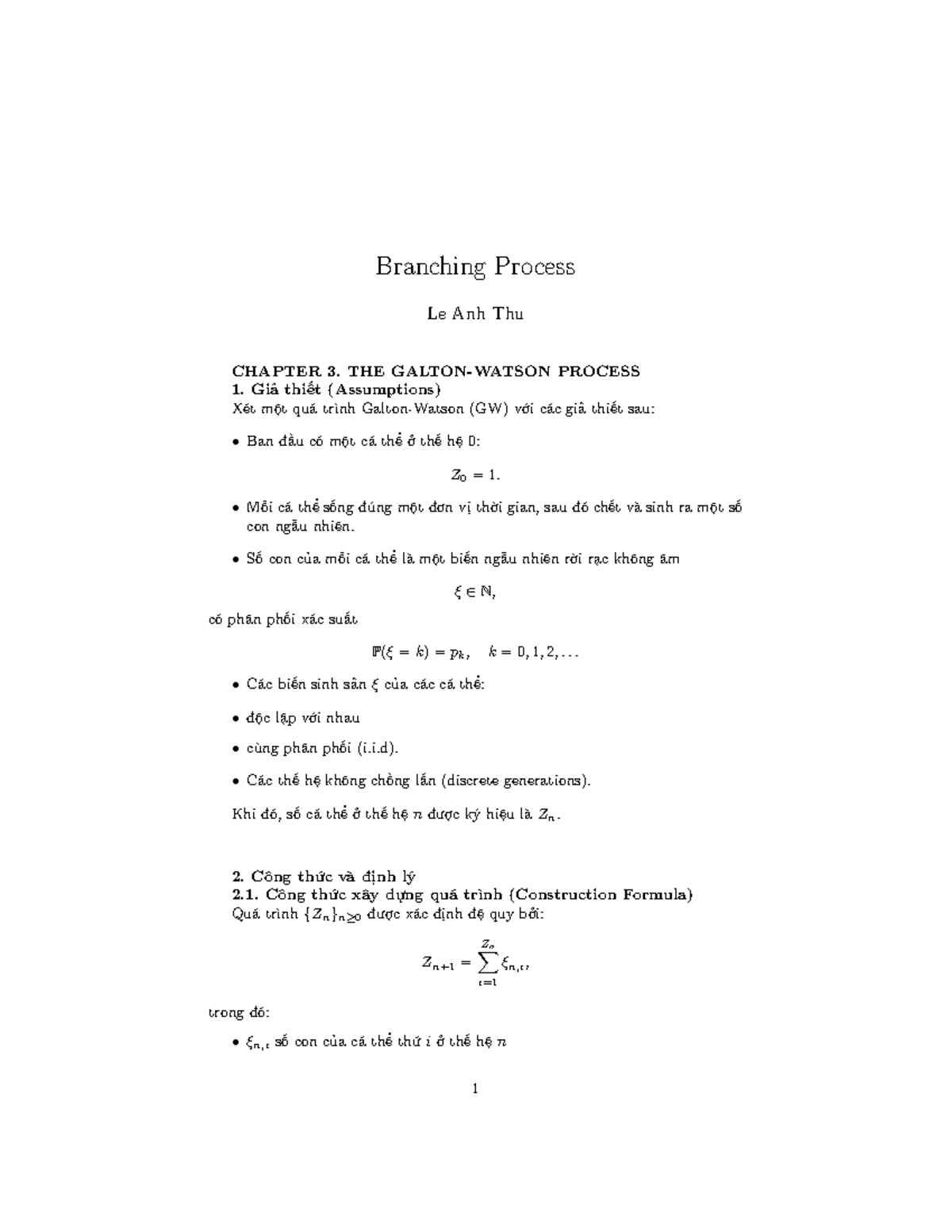 Branching Process - CHAPTER 3: The Process and Key Formulas - Studocu