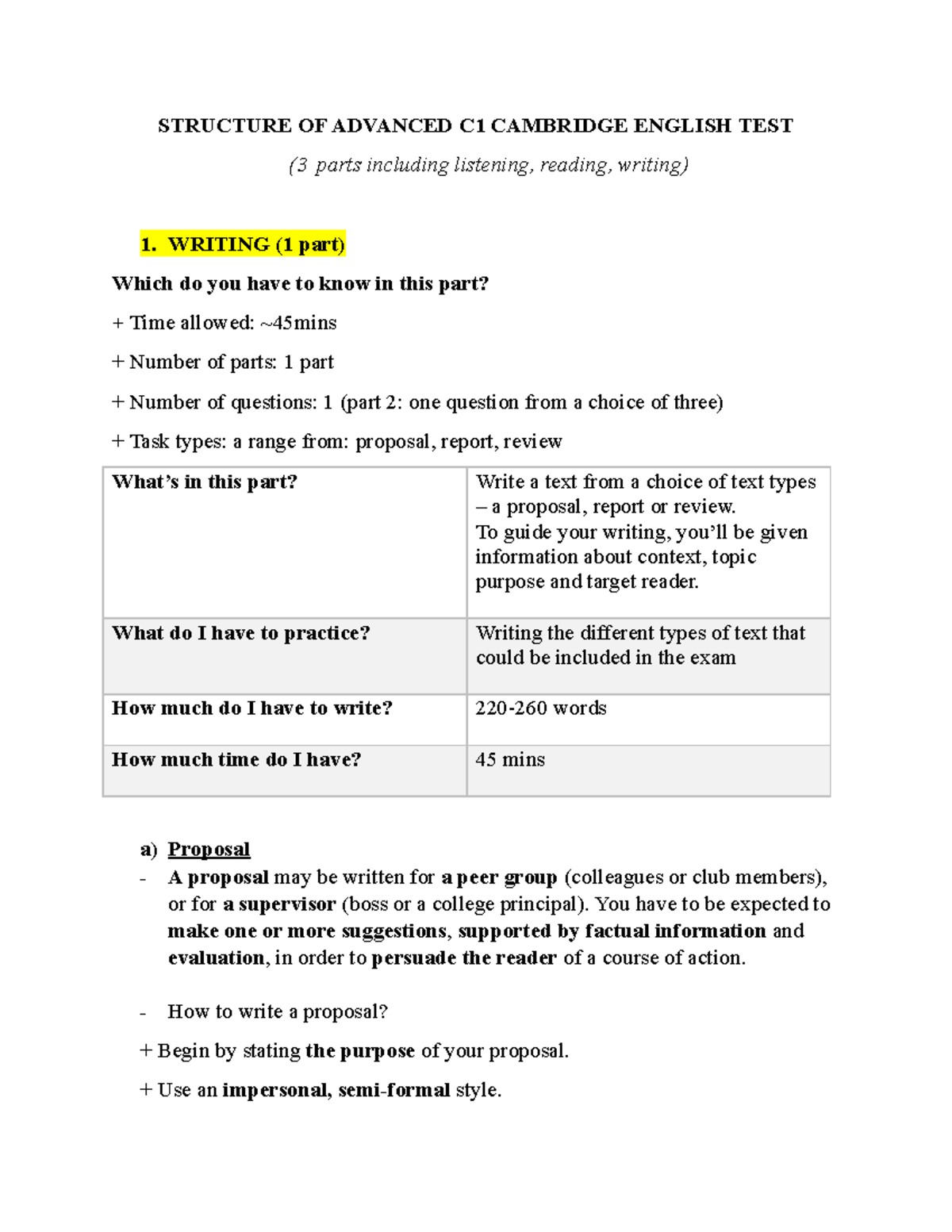 Structure OF Advanced C1 Cambridge English TEST - STRUCTURE OF ADVANCED ...