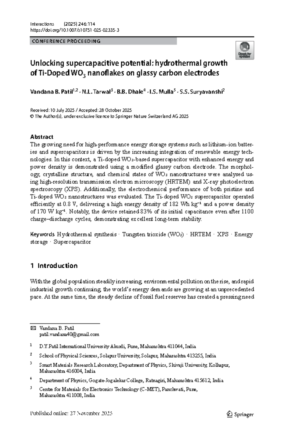 Unlocking Supercapacitive Potential: Hydrothermal Growth of Ti-Doped ...