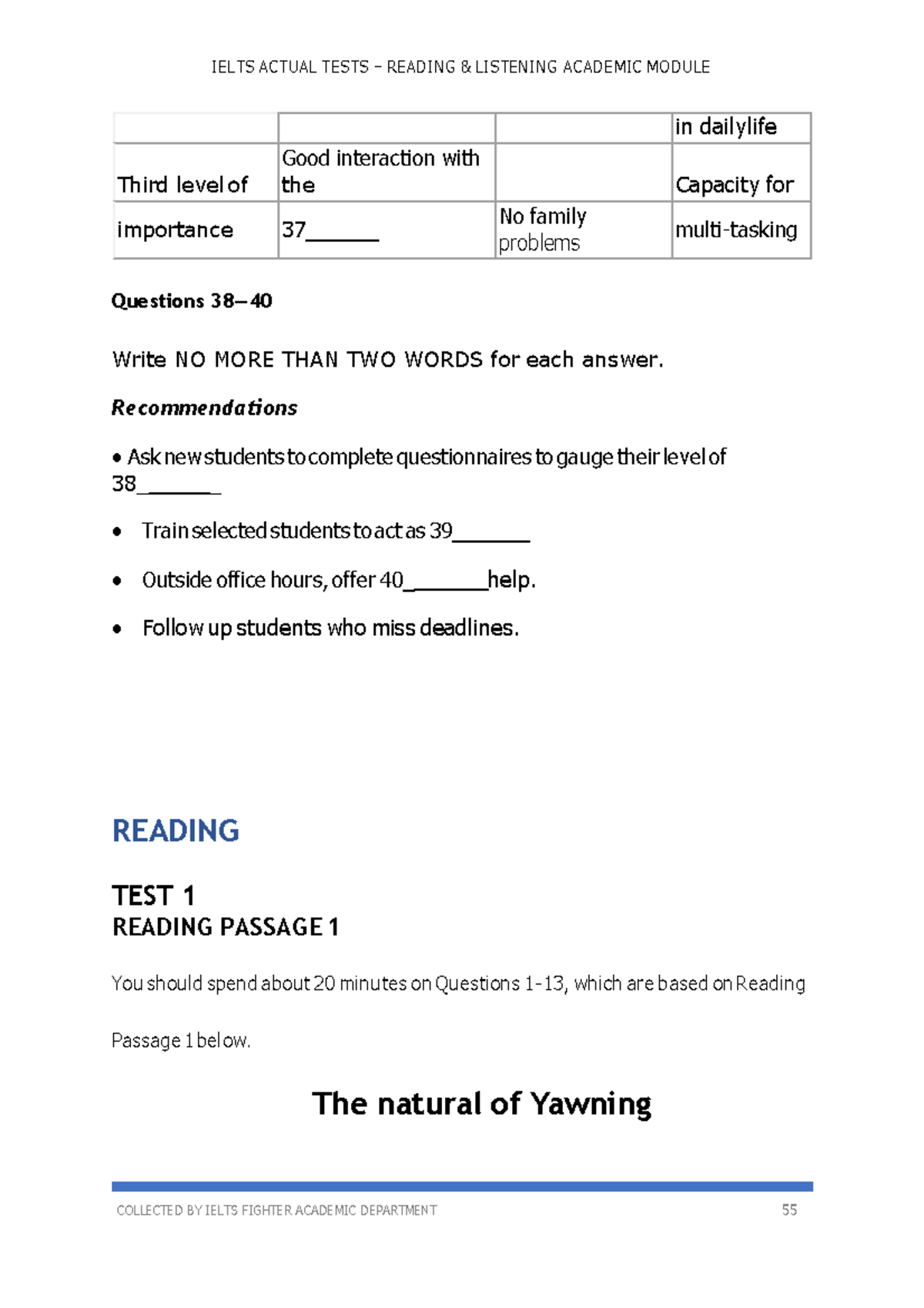 IELTS ACTUAL TESTS READING & LISTENING 2019 - ACADEMIC MODULE - Studocu