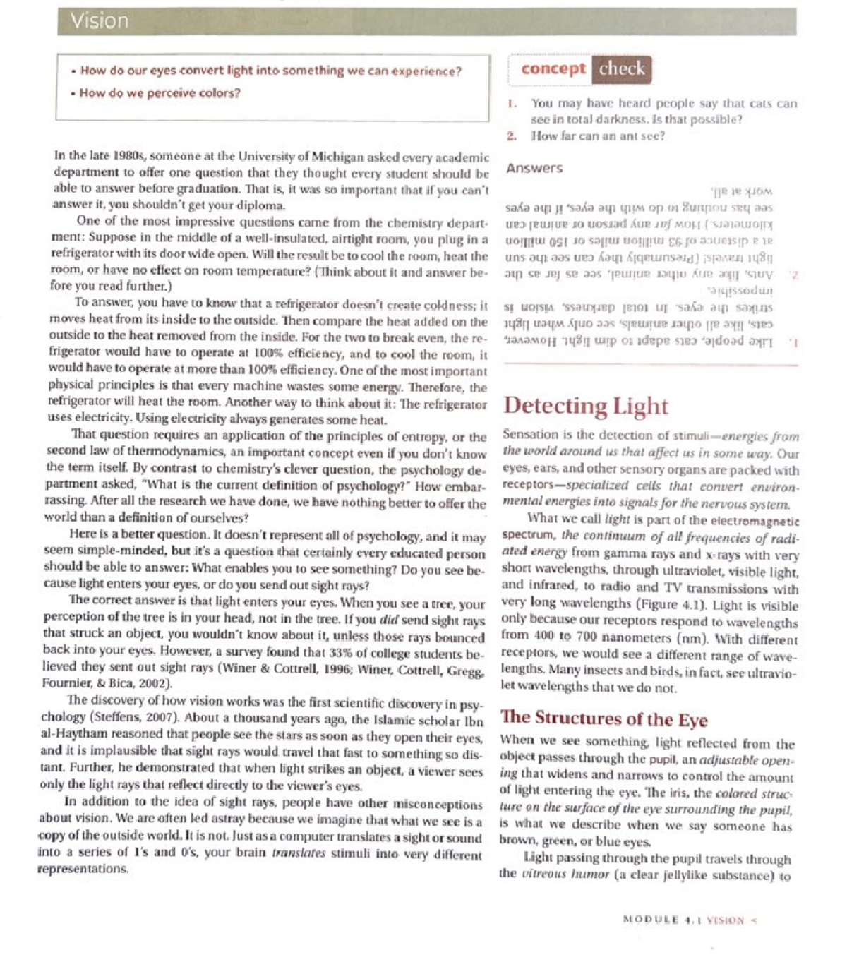 Psychology 101 - Chapter 4: Vision and Sensation Overview - Studocu