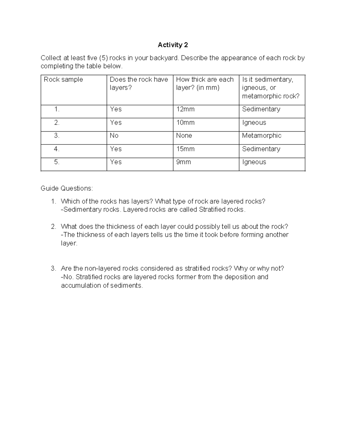 Activity 2: Module 11 - Exploring Types of Rocks and Their Properties ...