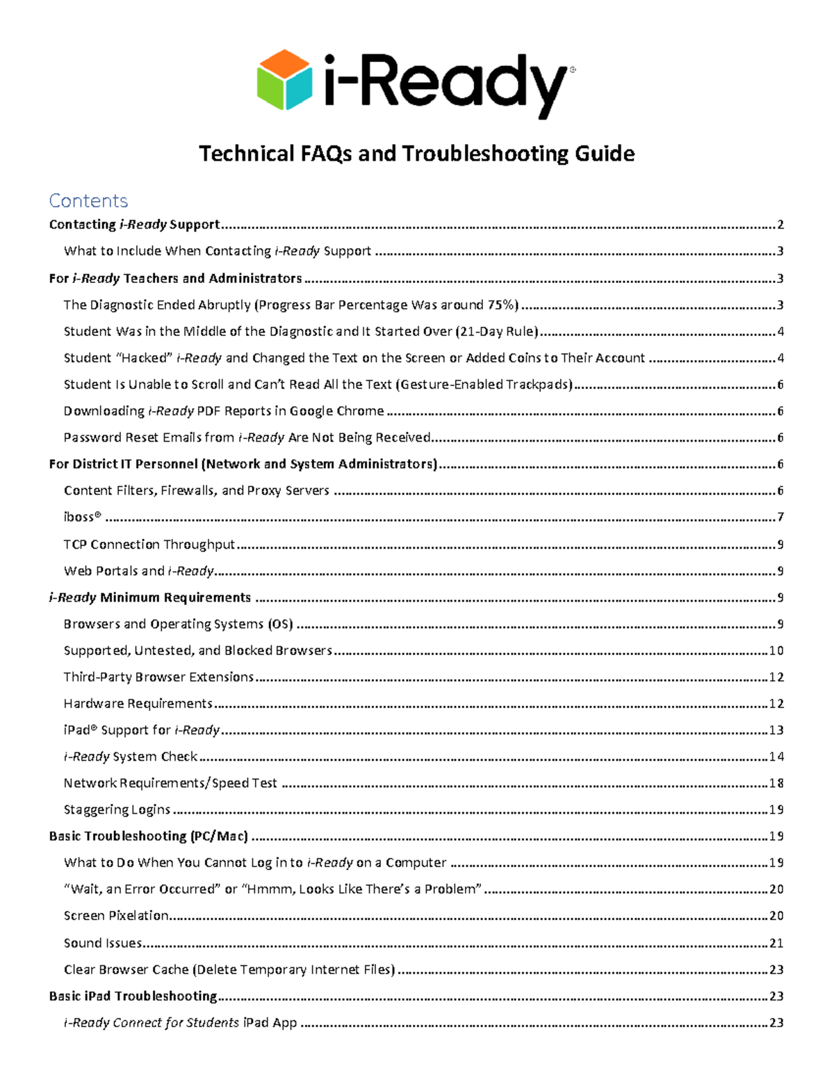 i-Ready Technical FAQs & Troubleshooting Guide - 2020 Edition - Studocu