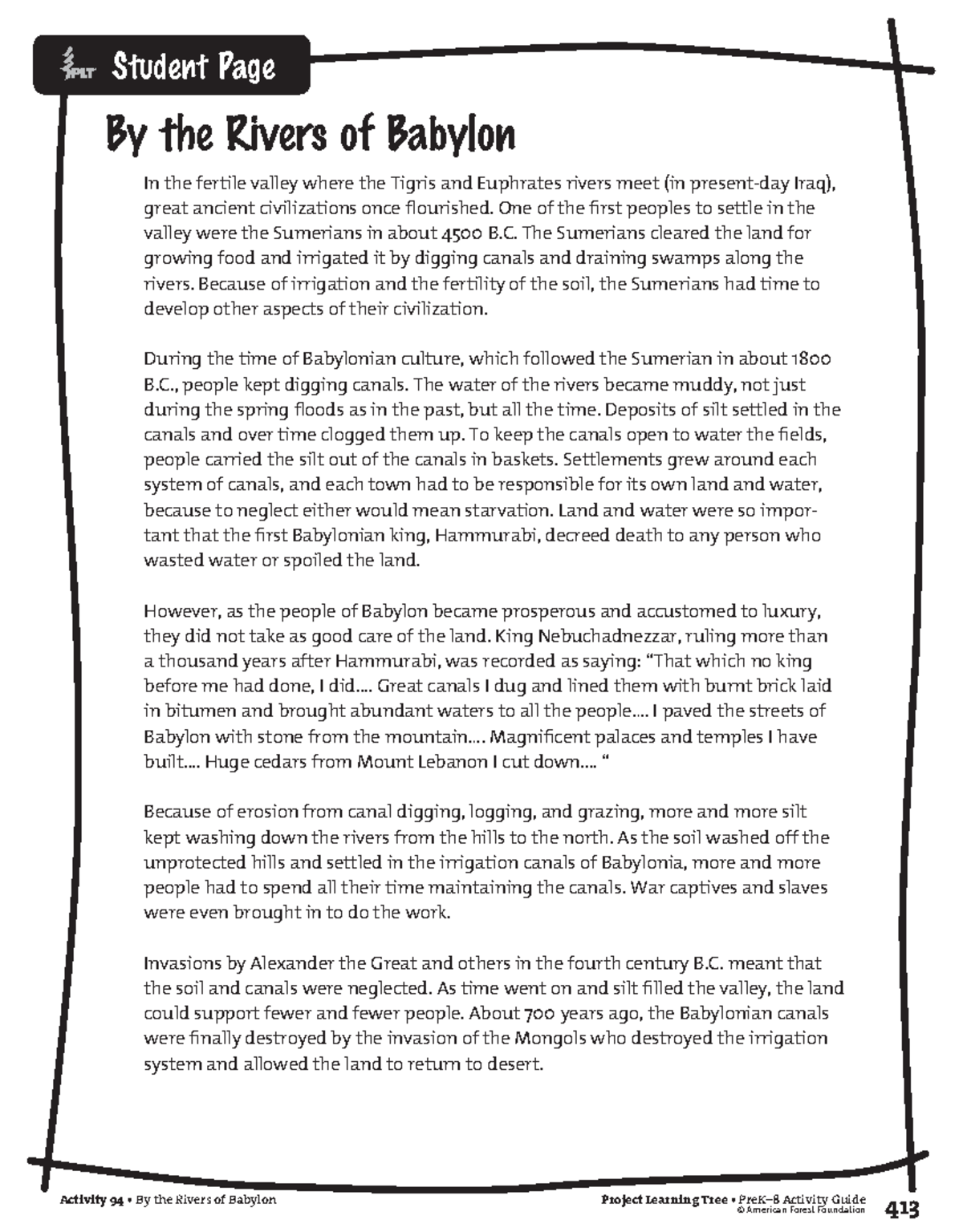 PLTPre K-8 Activity-94 By-the-Rivers-of-Babylon Student-Page By-the ...