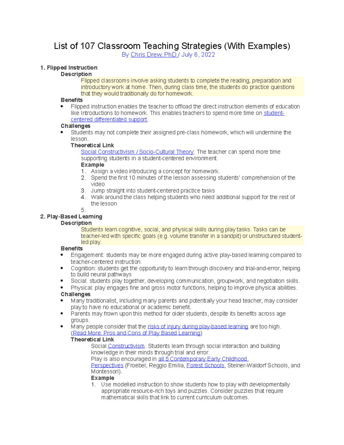 Effective Teaching Strategies: 107 Techniques for Classroom Success - Studocu