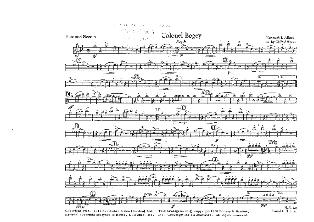 Colonel Bogey March Arrangement for Woodwinds - WAHROONGA 2076 - Studocu