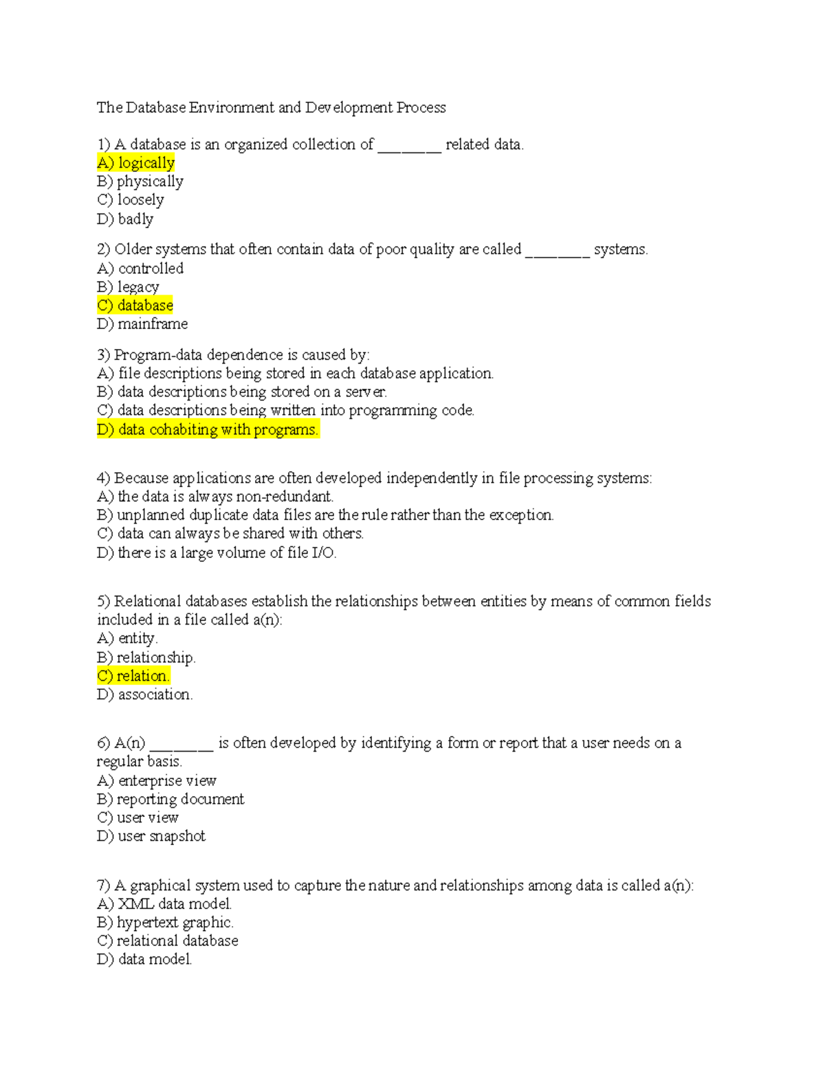 C1 Database Environment & Development Process Overview - Studocu