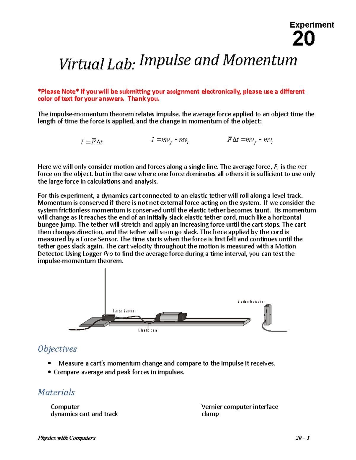 Impulse and Momentum Virtual Lab - Studocu
