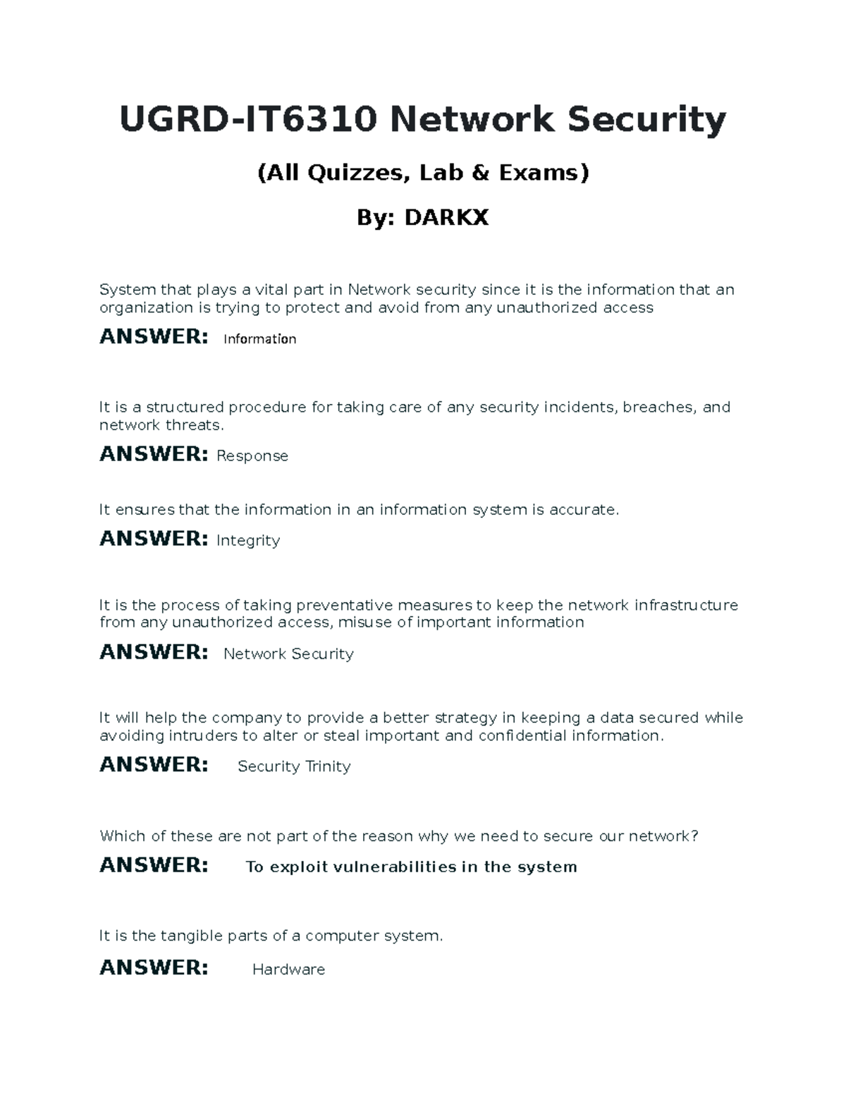 UGRD IT6310 Network Security Overall Final Quizess - UGRD-IT6310 Network Security (All Quizzes ...