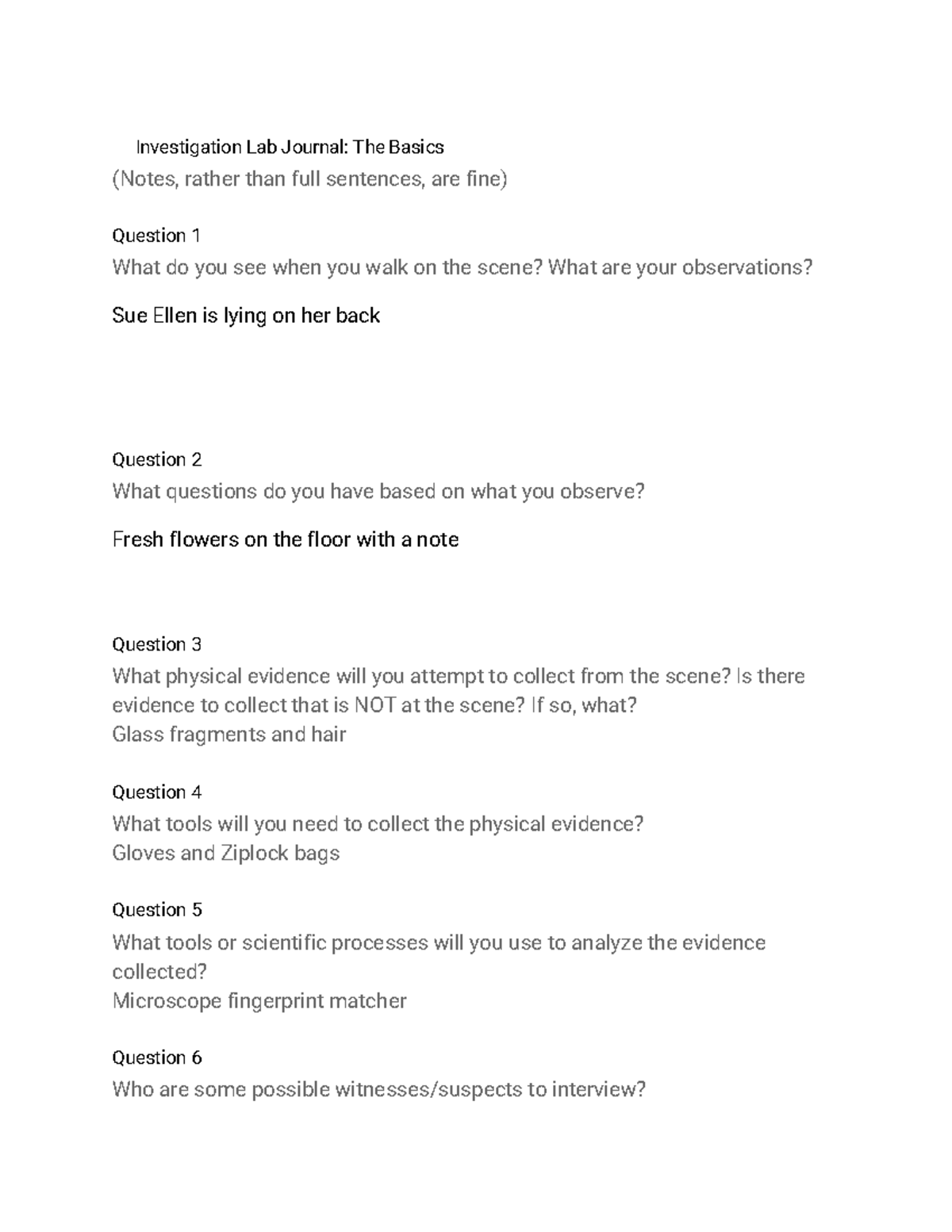 Investigation Lab Journal: Evidence Collection & Analysis 1 - Studocu