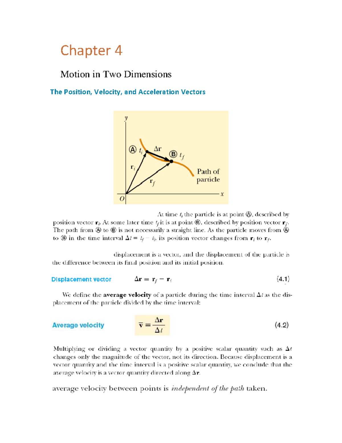 Chapter 4 - Physics Lecture Notes: Motion in Two Dimensions - Studocu
