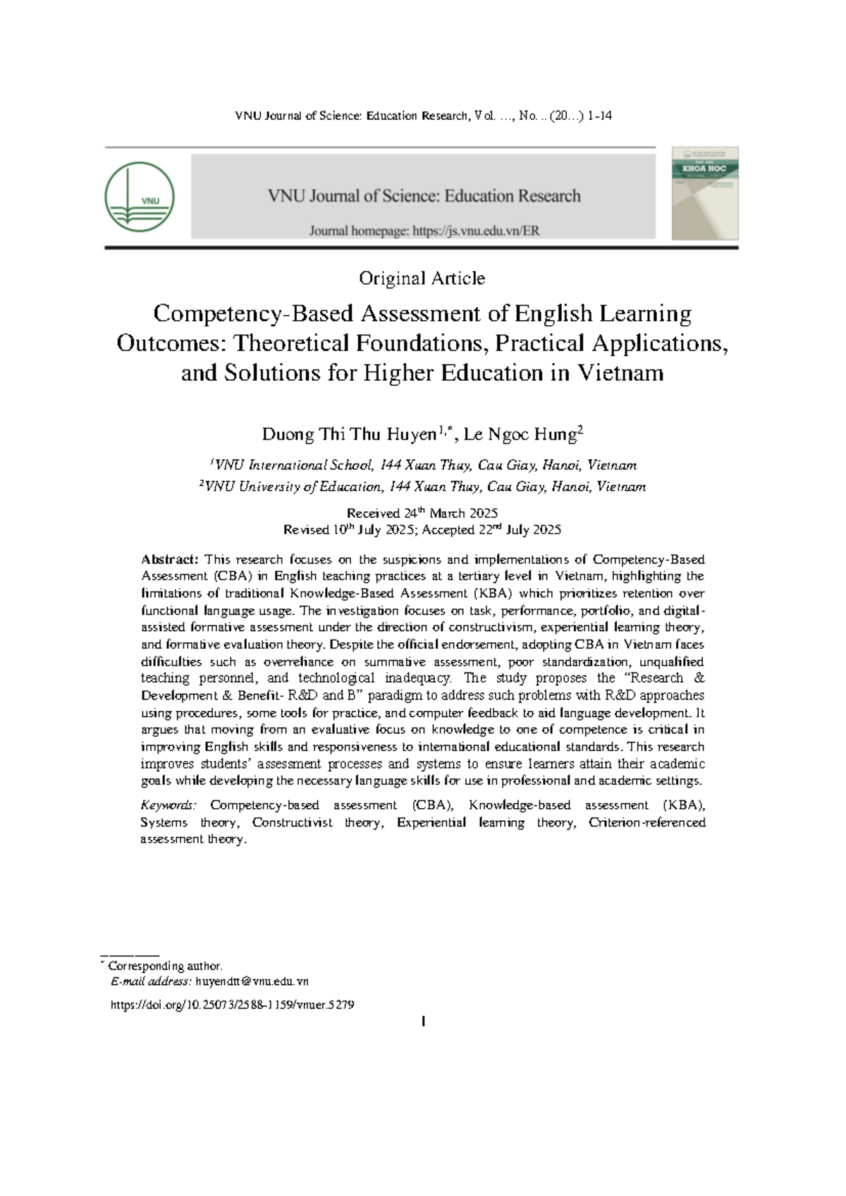 Assessment of English Learning Outcomes in Higher Education: CBA vs KBA ...