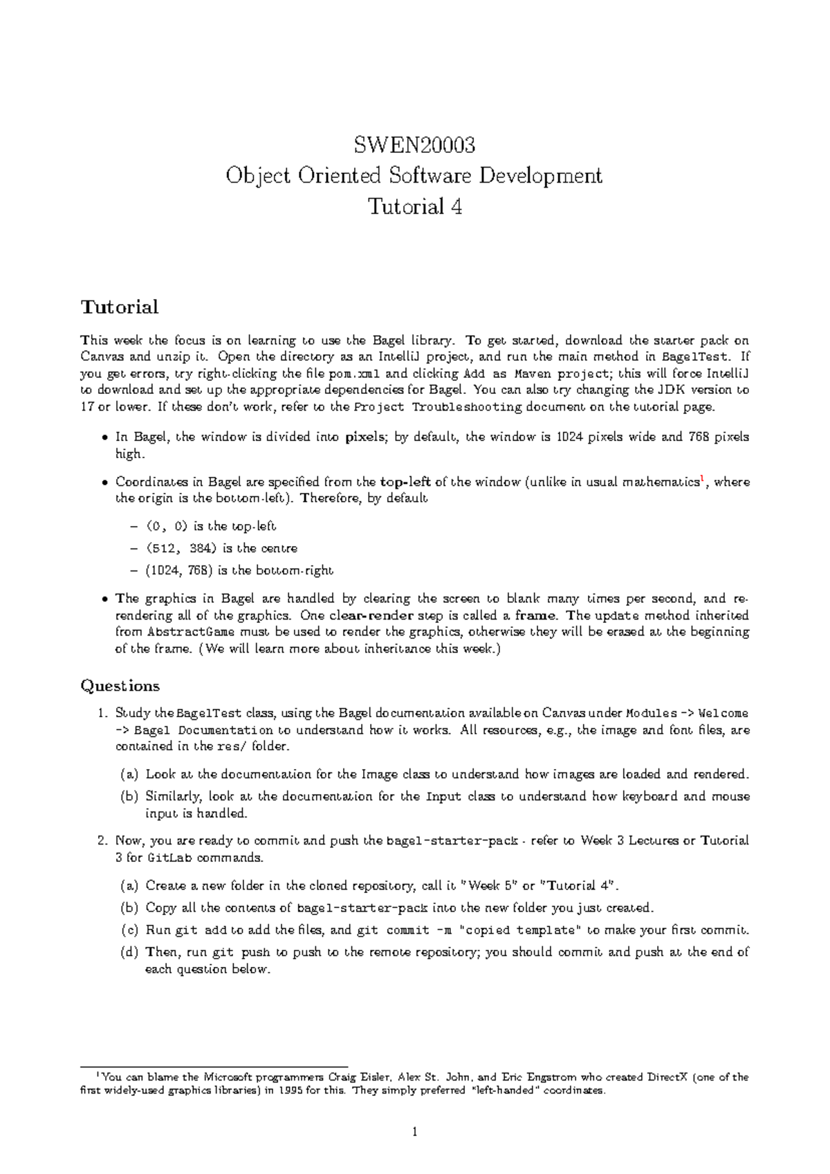 Object Oriented Software Development Tutorial 4: Bagel Library Guide ...