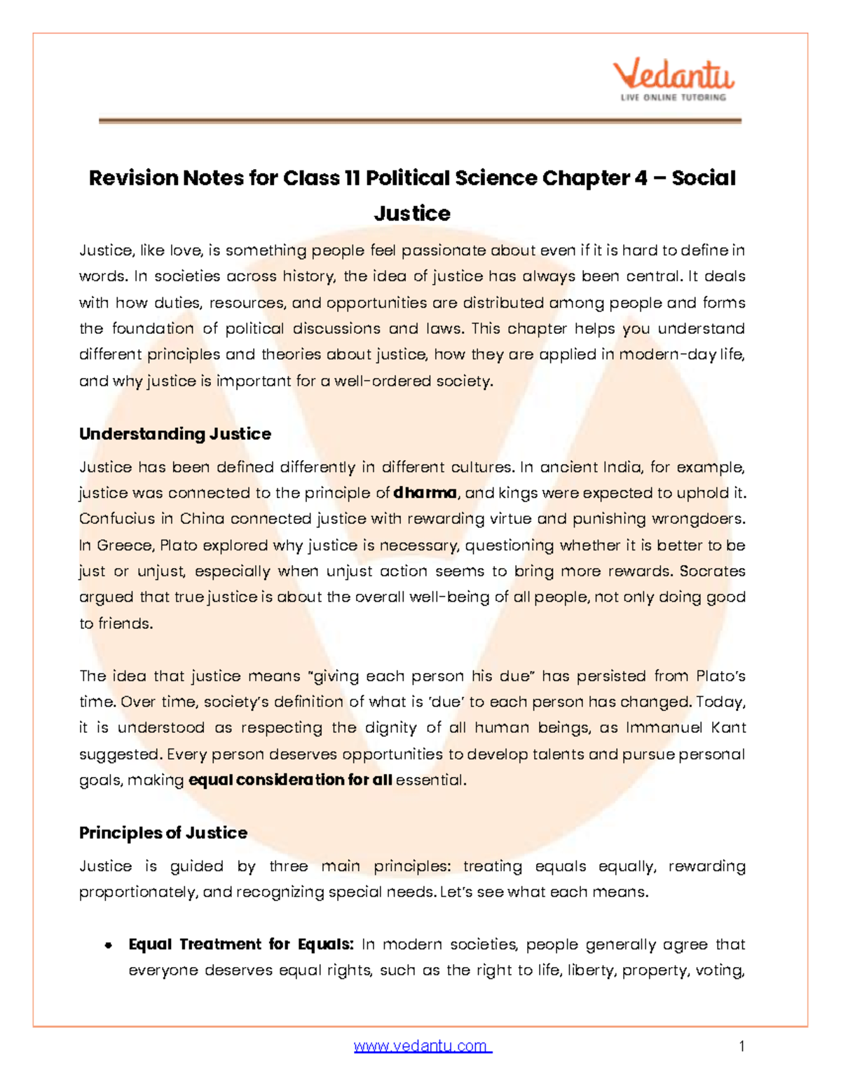 Revision Notes for Class 11 Political Science: Chapter 4 - Social ...