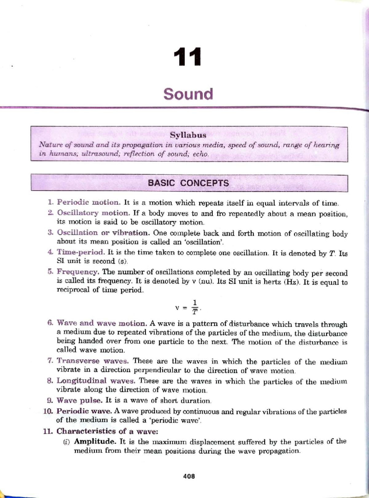 Sound Notes - Basic Concepts of Sound Propagation and Waves (11) - Studocu