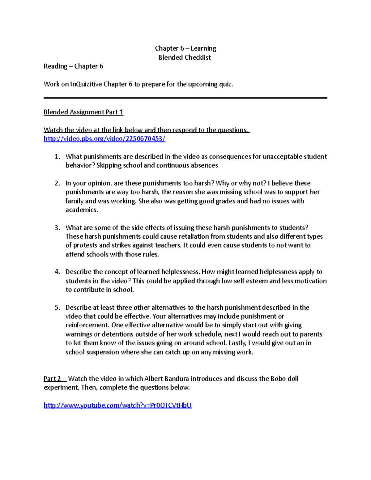 Chapter 6 blended assignment - Chapter 6 Learning Blended Checklist ...