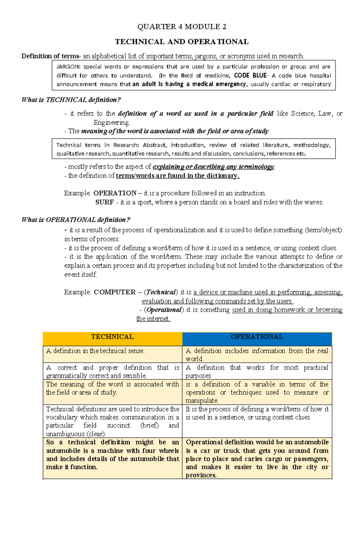 Quarter 4 Module 2 KEY Reviewer - QUARTER 4 MODULE 2 TECHNICAL AND ...